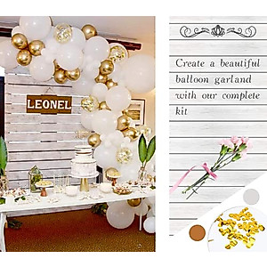 JOYYPOP White Balloon Garland Kit, 108Pcs White and Gold Balloons Arch Garland Kit Gold Confetti Balloons Metallic Balloons for Birthday Wedding Bachelorette Engagements Baby Shower Decorations