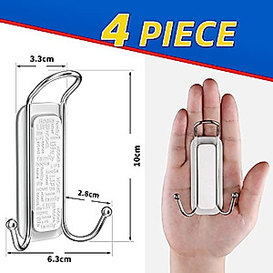ALOCEO 4Packs Double Wall Hooks Adhesive Sticky Towel Hanger for Hanging Coat Robe Towels Stick on Bathroom, White