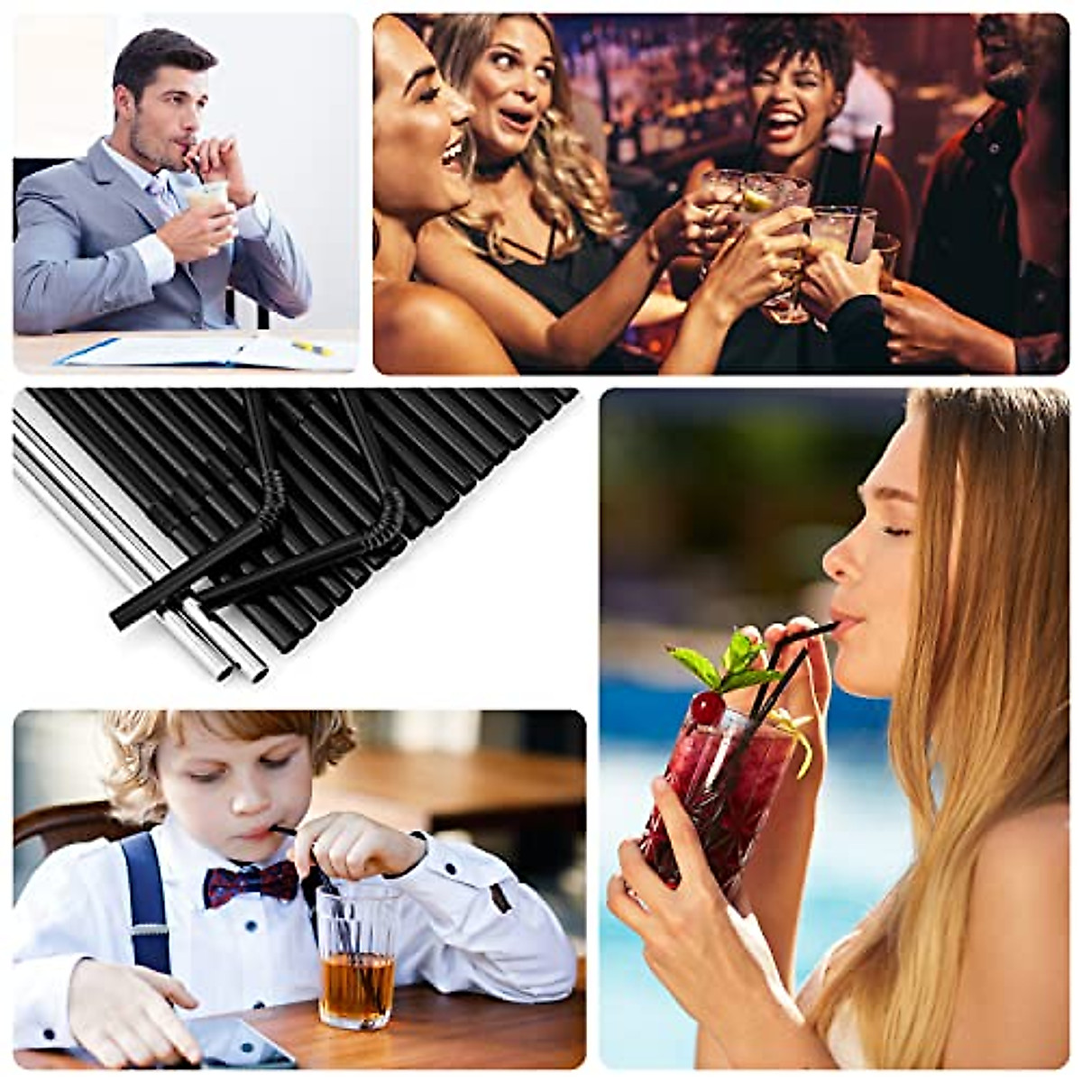 500 Black Straws Individually Wrapped - Individually Wrapped Straws - Drinking Straws - Black Plastic Straws - Disposable Straws - Straws Individually Wrapped