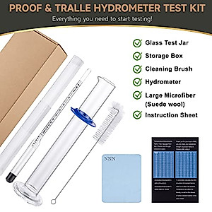 Hydrometer Alcohol Meter Test Kit, Distilled Alcohol 0-200 Proof & 0-100 Tralle with Hydrometer Test Glass Jar, Alcohol Proof Tester for Proofing Distilled Spirits & Moonshine Testing