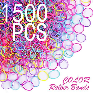 Colored Rubber Hair Bands, TsMADDTs 1500PCS No-Damage Hair Ties for Kids' Braids (1.3mm x 20mm)