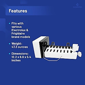 EvertechPRO 241798224 Ice Maker Replacement for Frigidaire Refrigerator 241798231 241798201 241642501 5304445222 5304456669