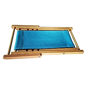 Hanpo Cell Phone Holder Wood & Canvas Beach Deck Chair - Desk Stand for Smart Phone 5.5 Inches (Light Brown) (Turquoise)