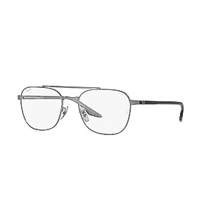 Ray-Ban RX6485 Square Prescription Eyewear Frames, Gunmetal/Demo Lens, 55 mm