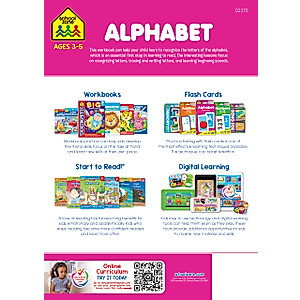 School Zone - Alphabet Workbook - 64 Pages, Ages 3 to 5, Preschool, ABC's, Letters, Tracing, Alphabetical Order, and More (School Zone Get Ready!™ Book Series)