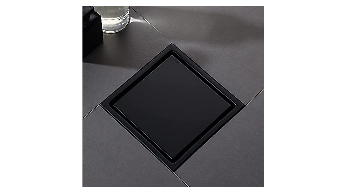 DEOKXZ 6 Inch Black Square Shower Drain - Durable & Stylish