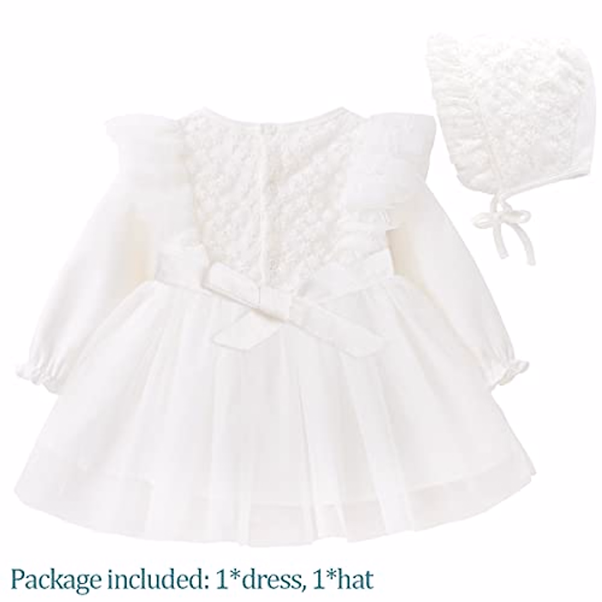 Curipeer Baptism Dresses for Baby Girls White Christening Gown Dresses for Infant Girls Tulle Sundress 0-3 Months