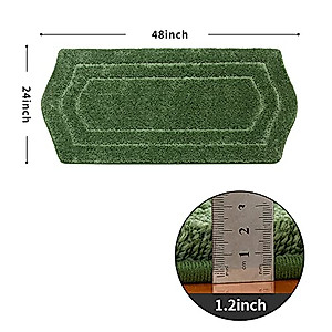 COSY HOMEER Extra Thick Bath Rugs for Bathroom - Anti-Slip Bath Mats Soft Plush Yarn Shaggy 100% Strong Mirco Polyeste Mat Living Room Bedroom Mat Floor Water Absorbent(Green,24x48 - Inches)