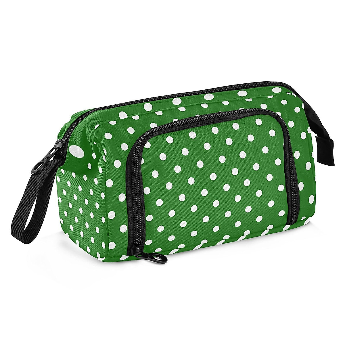 Yasala Pencil Case Polka Dot Gorgeous Green Pen Pouch Holder Art Kits Storage Bag Cosmetic Organizer Carrying Case for Office Supplies Travel Bag for Makeup Large Stationary Bag with Handle