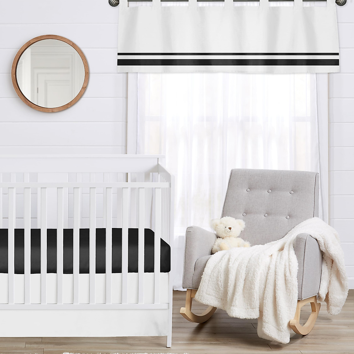Sweet Jojo Designs White and Black Hotel Modern Window Valance