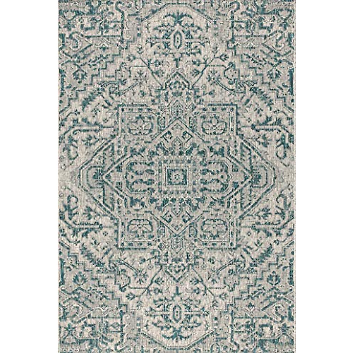 JONATHAN Y SMB105C-4 Estrella Bohemian Medallion Textured Weave Indoor/Outdoor Teal/Gray 4 ft. x 6 ft. Area-Rug, Coastal,Easy-Cleaning,HighTraffic,LivingRoom,Backyard, Non Shedding