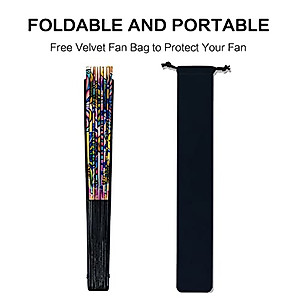 Raveahem UV Glow Rave Fan, Bamboo Folding Clack Hand Fan for Men Women (Butterfly, Large 13")
