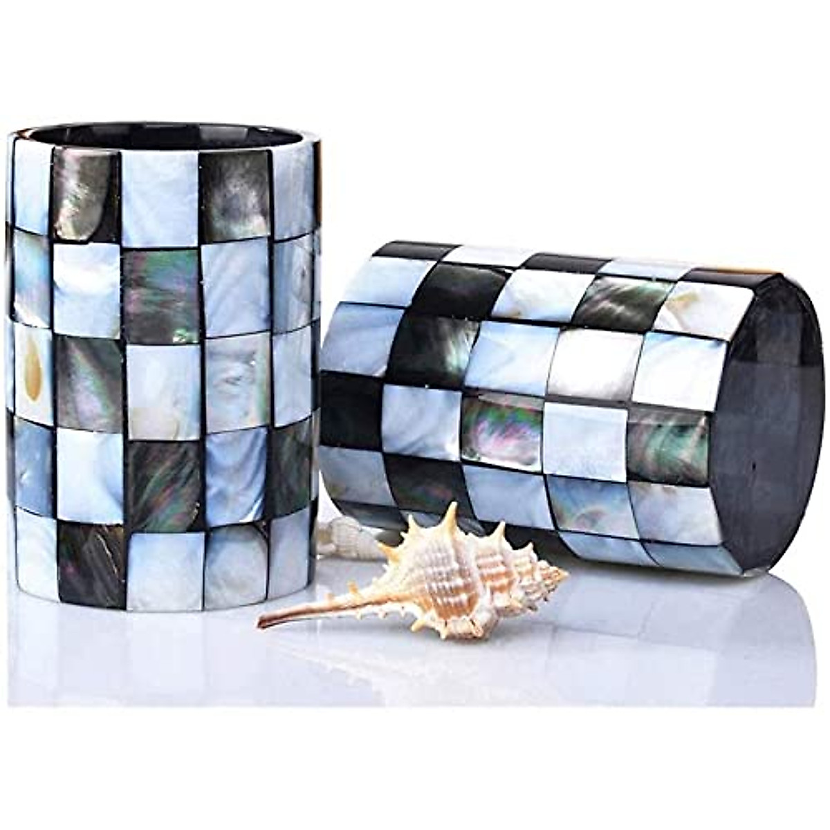 Soap Dispenser for Bathroom Kitchen, Housewares 6-Pieces Bathroom Accessory Set Bright-Colored Mosaic Shell Bathroom Accessories Set Bath Ensemble/Lotion Dispenser