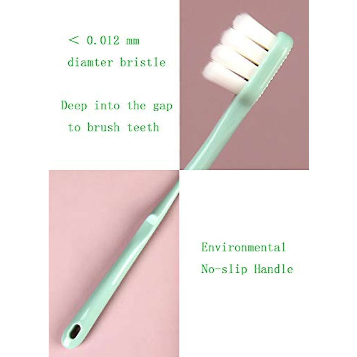 newrichbee [Upgrade Version] 4 Pack Micro Nano Extra Soft Toothbrush for Adult,20000 Bristle Toothbrush,Soft Bristle Toothbrush for Sensitive Teeth or Gum Clean Effectively (Pink&Green&Blue&Flesh)