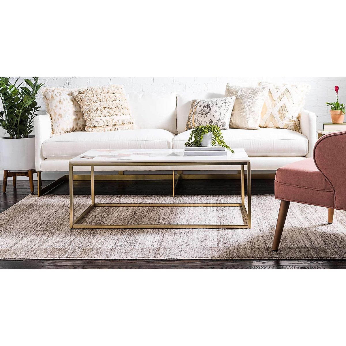 Unique Loom Del Mar Collection Area Rug - Abigail (7' 1" x 10' Rectangle, Beige/ Ivory)