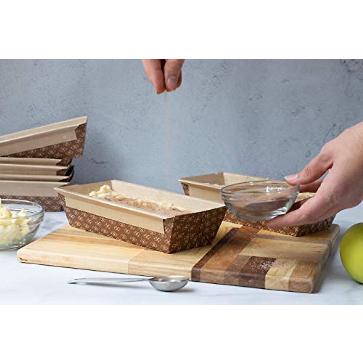 JA Kitchens Disposable Bread Loaf Pans for Baking - 7 x 3.5 x 2 Inches - Medium Kraft Paper Bread Pan - SET of 32