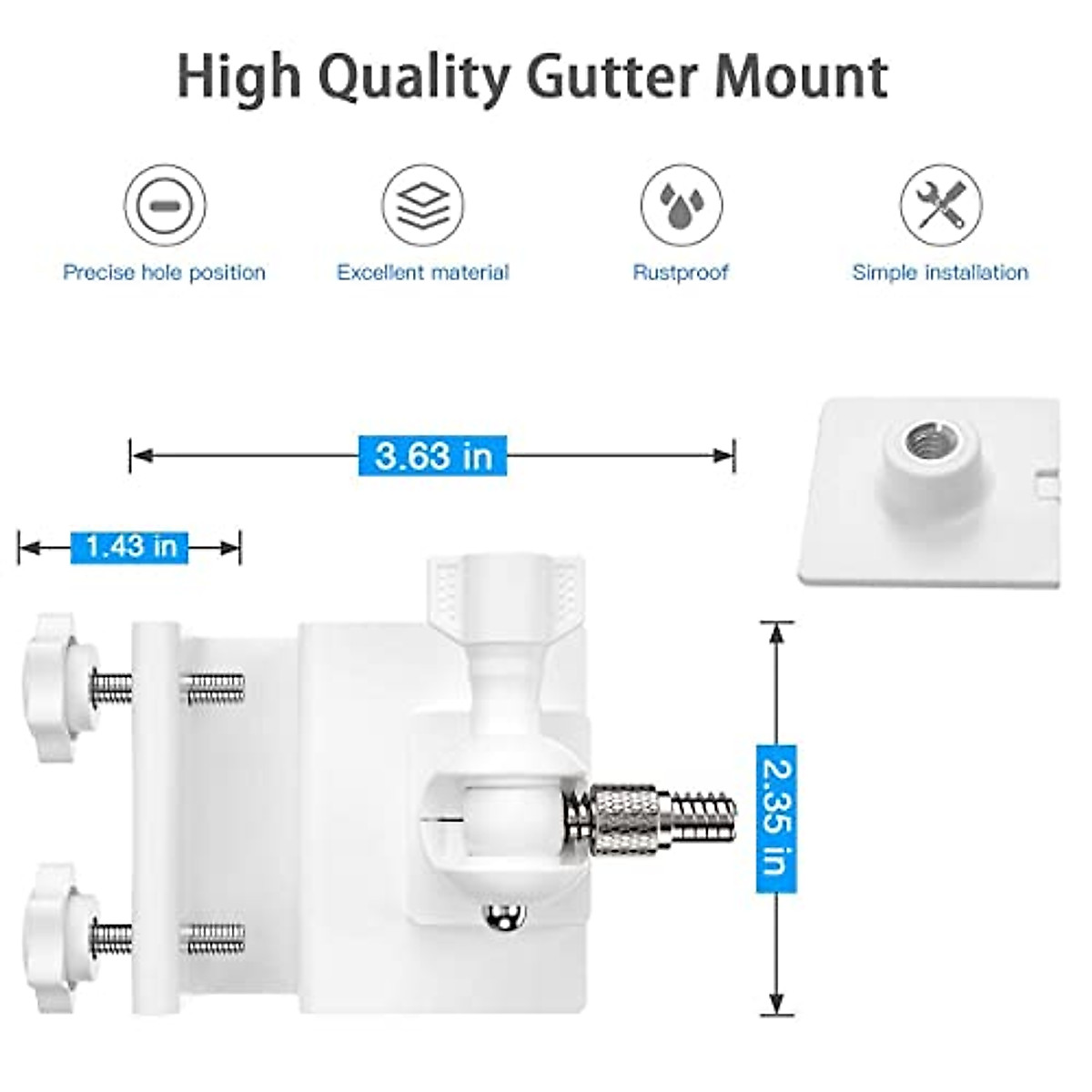 Gutter Mount for Ring Solar Panel - OkeMeeo Outdoor Mount Compatible with Ring and Arlo Solar Panel for Maximum Sunlight, White,1 Pack(Not for Super Panel)