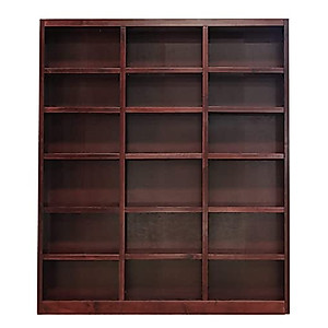 Traditional 84" Tall 18-Shelf Triple Wide Wood Bookcase in Cherry