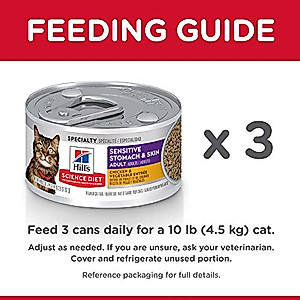 Hill's Science Diet Wet Cat Food, Sensitive Stomach & Skin, Chicken & Vegetable Recipe, 2.9 Ounce (Pack of 24)