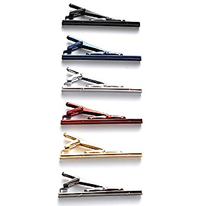 QIMOSHI 6pcs Tie Clips for men Tie Bar Clip Set for Regular Ties Necktie Wedding Business Tie Pin Clips