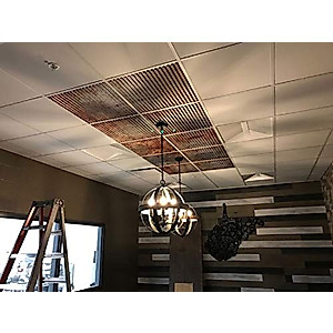 From Plain To Beautiful In Hours 261 Ridged Metal PVC 2' x 4' Lay-in Ceiling Tile (Covers / 8 sq.ft), Old Tin Roof, 1 Piece