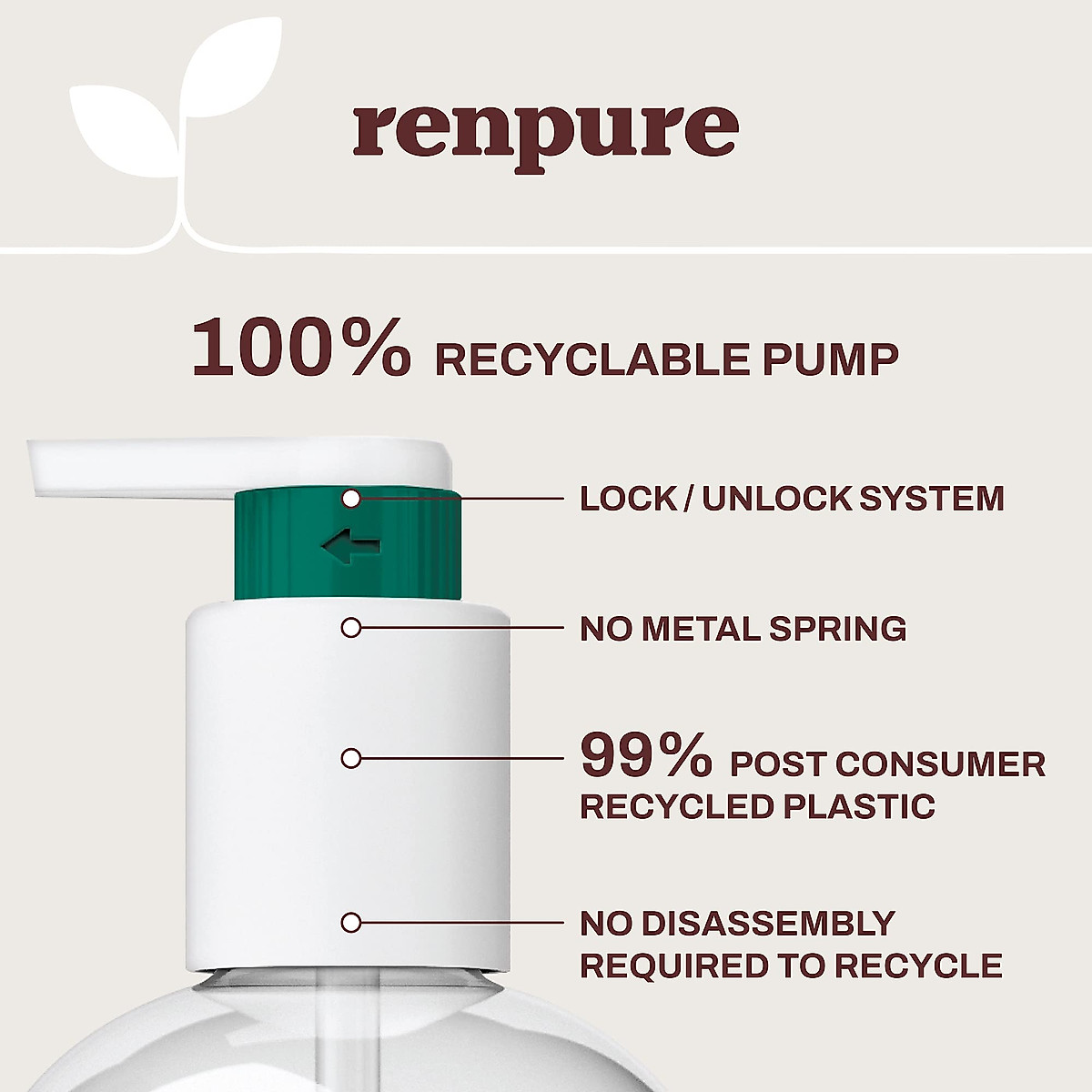 Renpure Plant Based Biotin and Collagen Thickening Volume Conditioner - Leaves Hair Looking Luscious - Gentle Formula - Dye, Cruelty and Paraben Free - Recyclable, Pump Bottle Design - 24 fl oz