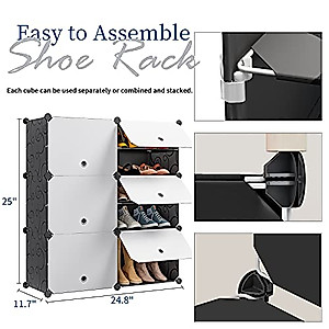 Aeitc 64 Pairs Shoe Rack Organizer Shoe Organizer Expandable Shoe Storage Cabinet Narrow Standing Stackable Space Saver Shoe Rack for Entryway, Hallway and Closet