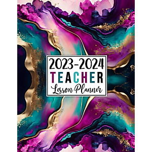 Teacher Lesson Planner 2023-2024: Large Weekly and Monthly Teacher Organizer Calendar | Lesson Plan Grade and Record Books for Teachers (Pink Purple and Teal Cover)