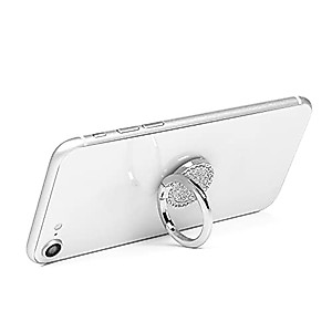 Mavis's Diary Bling Cell Phone Ring Stand Holder, Universal 360 Rotation Metal Buckle Tablet Finger Grip Kickstand Compatible with iPhone Galaxy LG Google Moto All Smartphones(Silver)
