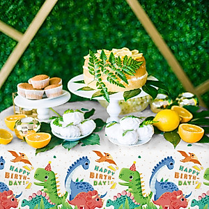 Dinosaur Party Supplies Disposable Tablecloth Waterproof Plastic Rectangular Table Cover for Boys Kids Birthday Party Baby Shower Dinosaur Party Decorations 3PCS 54 X 108 inch