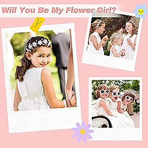 9 Pcs Flower Girl Gifts Set, Flower Girl Proposal Gifts Box, Will You Be My Flower Girl for Wedding, Flower Girl Sunglasses Hair Accessory Hairpins Hair Ring Tumbler Cup Wedding Gift Set Wooden Box