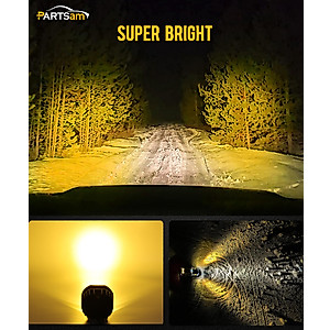 Partsam 3 Inch Yellow Pods Fog Light, 30W Waterproof Cubes Offroad Cree LED Pods Spot Flood Ditch Lights, Square Off Road Lights for Pickup Truck SUV ATV UTV Boat Forklift 4x4 Motorcycle, Pack of 2