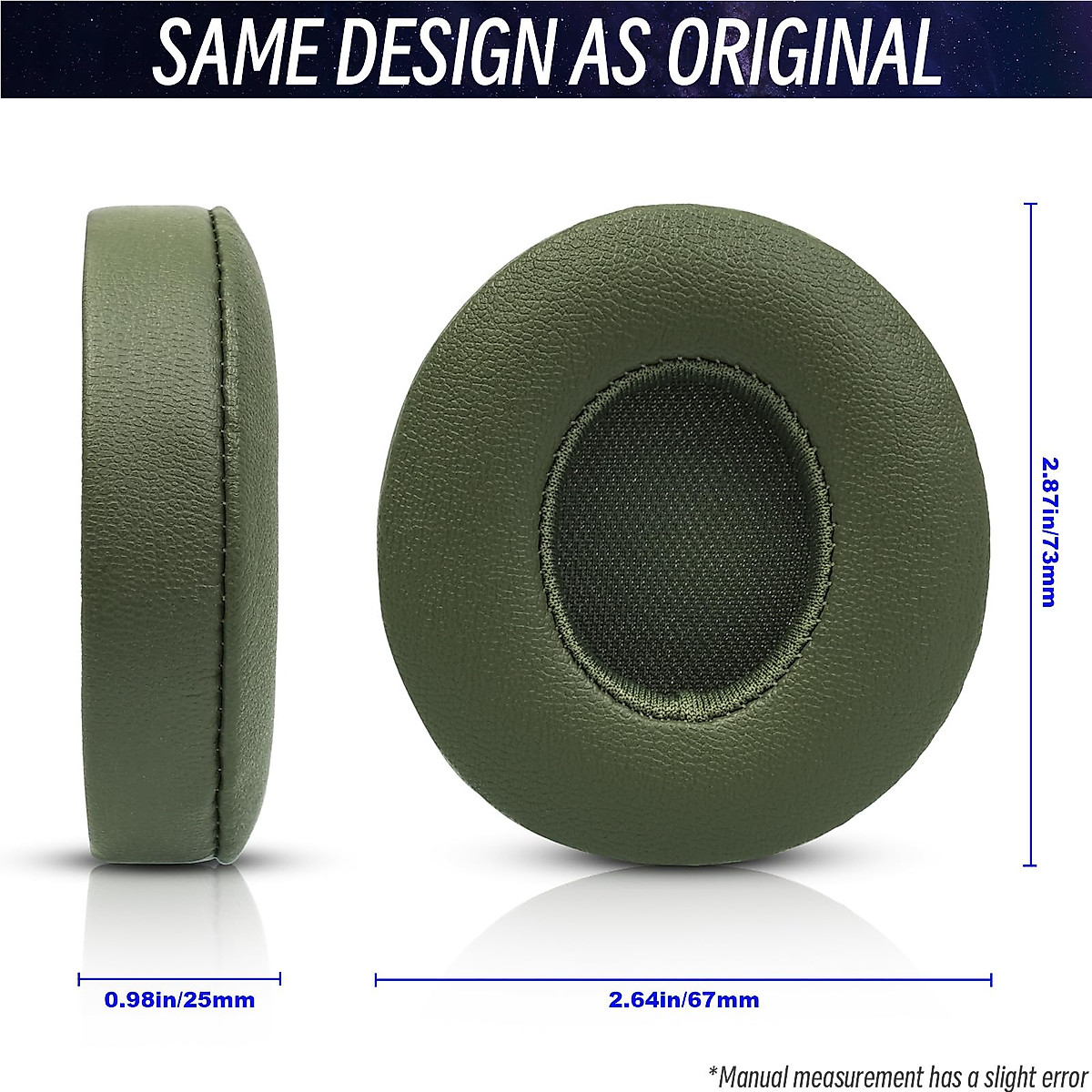 GIGRIN Replacement Ear pads for Beats Solo 3 Wireless Headphones & Beats Solo2 Headphones, Soft Protein Leather, Increase thickness (Turf Green)