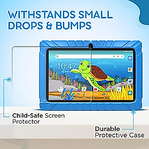 Contixo Kids Learning Tablet, 7" Tablet for Kids and KB-2600 Kids Foldable Wireless Bluetooth Headphone Bundle, Learning Tablet, Parental Control Family Link - Blue