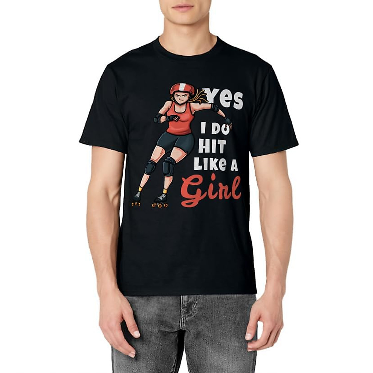 Yes I Do Hit Like A Girl Funny Roller Derby Player For Women T-Shirt