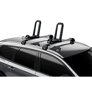 Thule Hull-a-Port Aero Rooftop Kayak Rack - Carries 1 Kayak - Anti-Theft Design - Foldable Design - Rubber Padding mounting Surface - Easy Strap Management - 75lb Weight Capacity