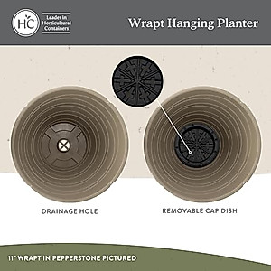 The HC Companies 13 Inch Wrapt Hanging Planter - Lightweight Outdoor Plastic Hanging Basket for Plants, Herbs, Flowers, Black