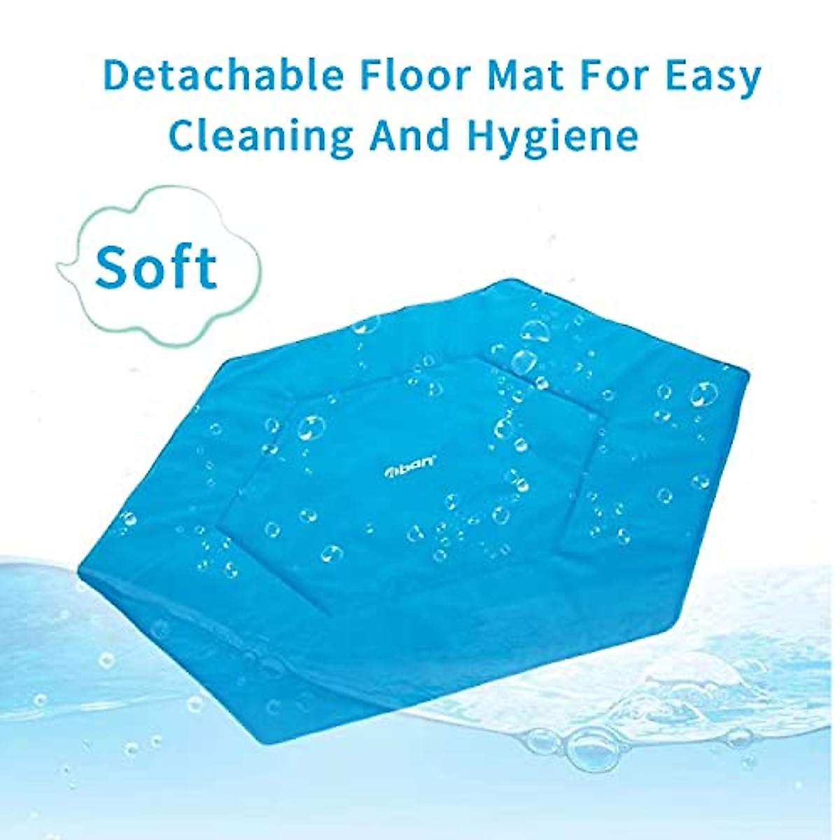 Abon Portable 6 Panel Play Pen Playard for Infants and Babies Indoor and Outdoor, Lightweight Mesh Toddler Hexagon Fence Play Area Washable,Foldable 53" Wx 30" H(Blue)…