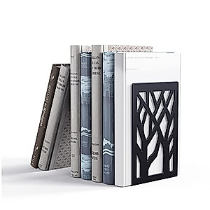 Metal Bookends-Heavy Book Ends for Shelves,Book Shelf Holder Home Decorative,Black Bookend Supports (2)