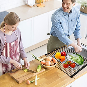 Techsea roll-up-Dish Drying Rack,Multipurpose Heat Resistant Over-The-Sink Dish Drying Rack, Stainless Steel Kitchen Sink Drying Rack