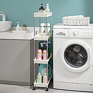 Lifewit 3 Tier and 4 Tier Storage Rolling Cart for Kitchen Bathroom Office, White