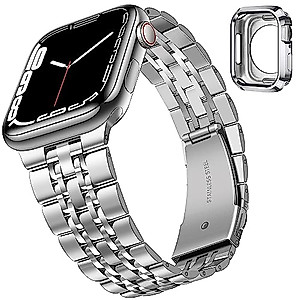 Tasikar Compatible with Apple Watch Band 41mm 40mm 38mm, Man Women Strap Solid Stainless Steel Metal Replacement Bracelet Compatible for Apple Watch SE Series 8 7 6 5 4 3 2 1, 41/40/38mm Silver
