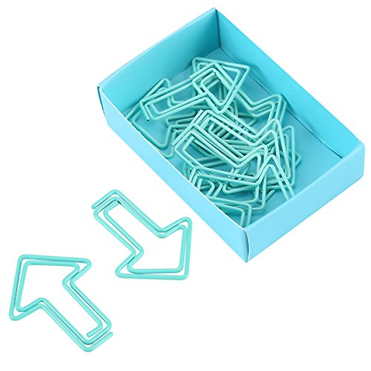 Beufee 12Pcs Arrow Shaped Paper Clips, Funny Cute Paperclips Bookmarks Stainless Steel Paper Clips Funny Stationery Marking Clip Marker Clips with Box Planner Clips(Blue)