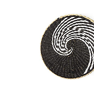 Outer Woods Boho Wall Decor Wicker Baskets | Decorative African Woven Rattan Seagrass Hanging Basket for Home | Small and Large Boho Home Round Flat Art Plates Set of 3 | Unique Handmade Boho Basket