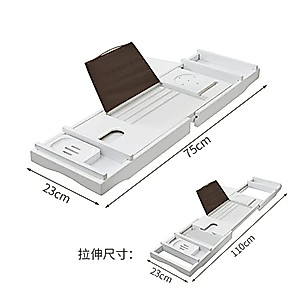 GANFANREN Extendable Bath Tub Caddy Wooden Bathtub Bridge Shelf Organizer Tray with Book Stand for Home Hotel Spa Salon