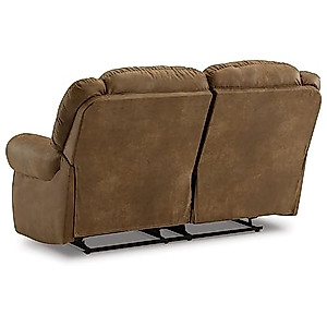 Signature Design by Ashley Boothbay Classic Faux Leather Power Power Reclining Loveseat with USB Ports, Dark Brown