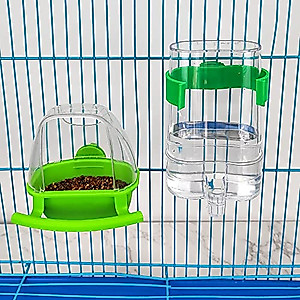 2Pcs Bird Feeder Water Dispenser for Cage Parakeet Bird Water Hanging Feeder Cup Plastic Food Feeding Box Pet Cage Accessories Seed Food Holder for Small Birds Parrots Cockatiel Budgies