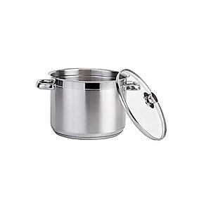 Vinod 6 Liters/6.3 Quartz Stockpot Stainless Steel With Tempered Glass Lids | Dishwasher Safe | Large Cooking Pot For Indian Food, Soup, Stew | Induction-Ready | 22cm | Food Grade Stainless Steel