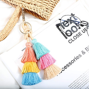 I-BOSOM Colorful Boho Pom Pom Tassel Bag Charm Key Chain (R01 style)
