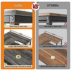 Homieasy Small L Shaped Computer Desk, 47 Inch L-Shaped Corner Desk with Reversible Storage Shelves for Home Office Workstation, Modern Simple Style Writing Desk Table with Storage Bag(Black Oak)